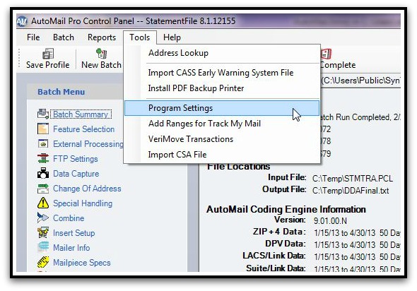  Program Settings 
